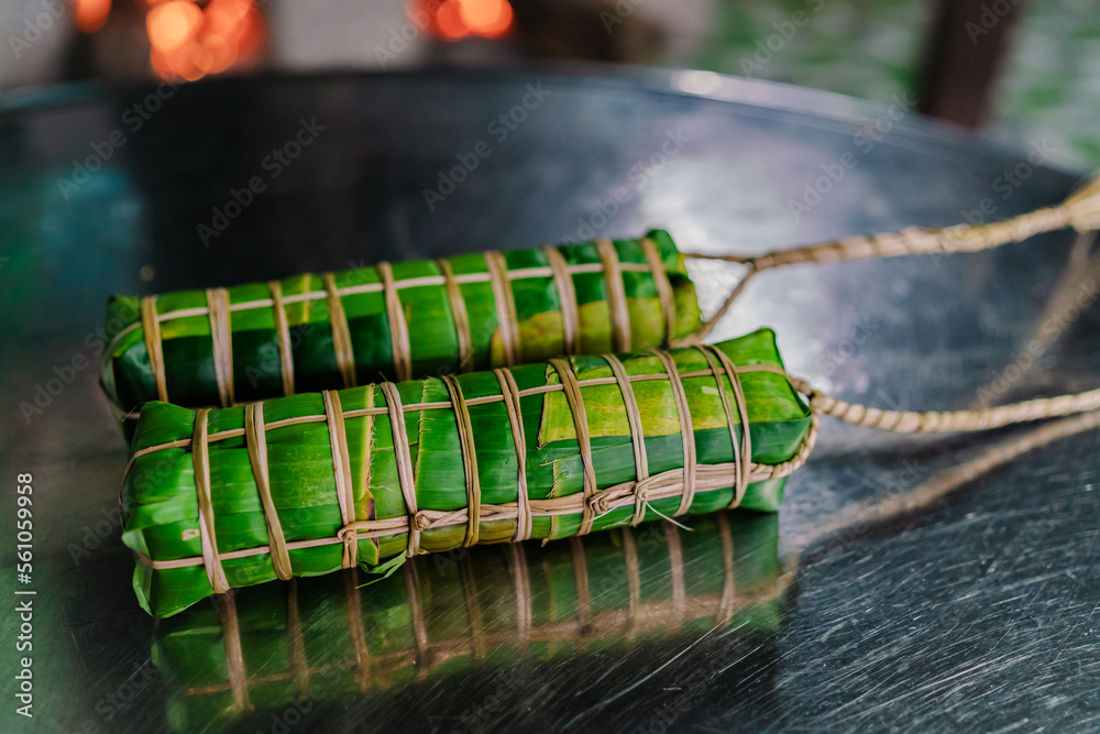 Making (wrapping) Tet Cake (Bánh Tét), the Vietnamese lunar new year ...