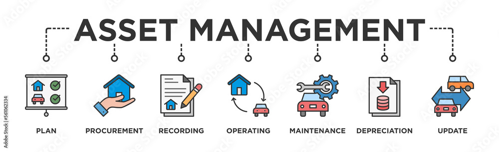 Asset management banner web icon vector illustration concept with icon ...