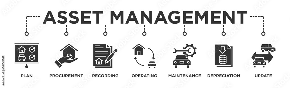 Asset management banner web icon vector illustration concept with icon ...