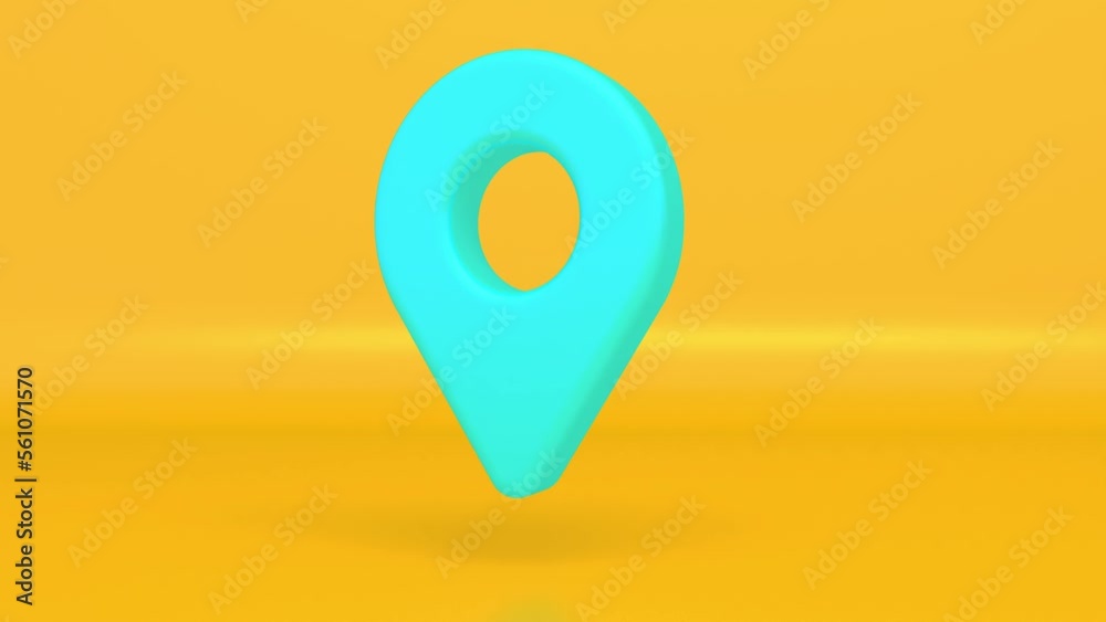 Shiny modern blue spinning map pointer. 3D rendering locator pin ...