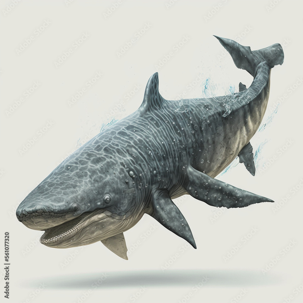 Basilosaurus full body image with white background ultra realistic ...