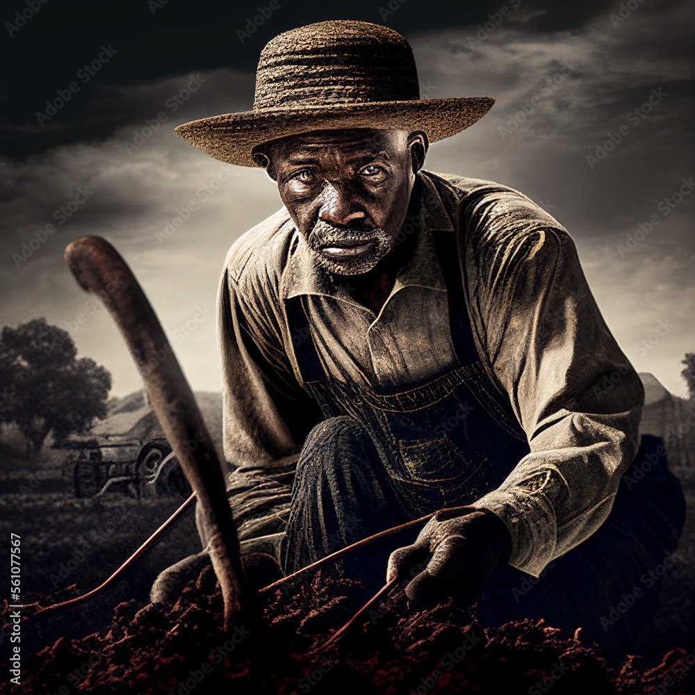 portrait of a black farmer tilling the soil AI generated Stock ...
