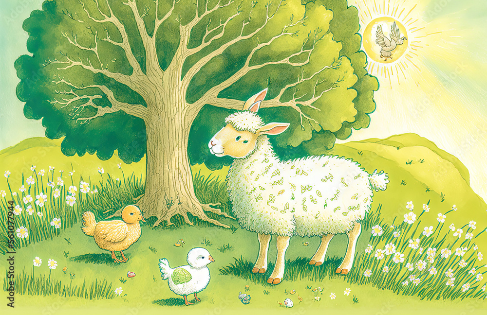 Ostern Osterlamm Osterfest Kindermalerei Zeichnung Kinderbuch Cover ...