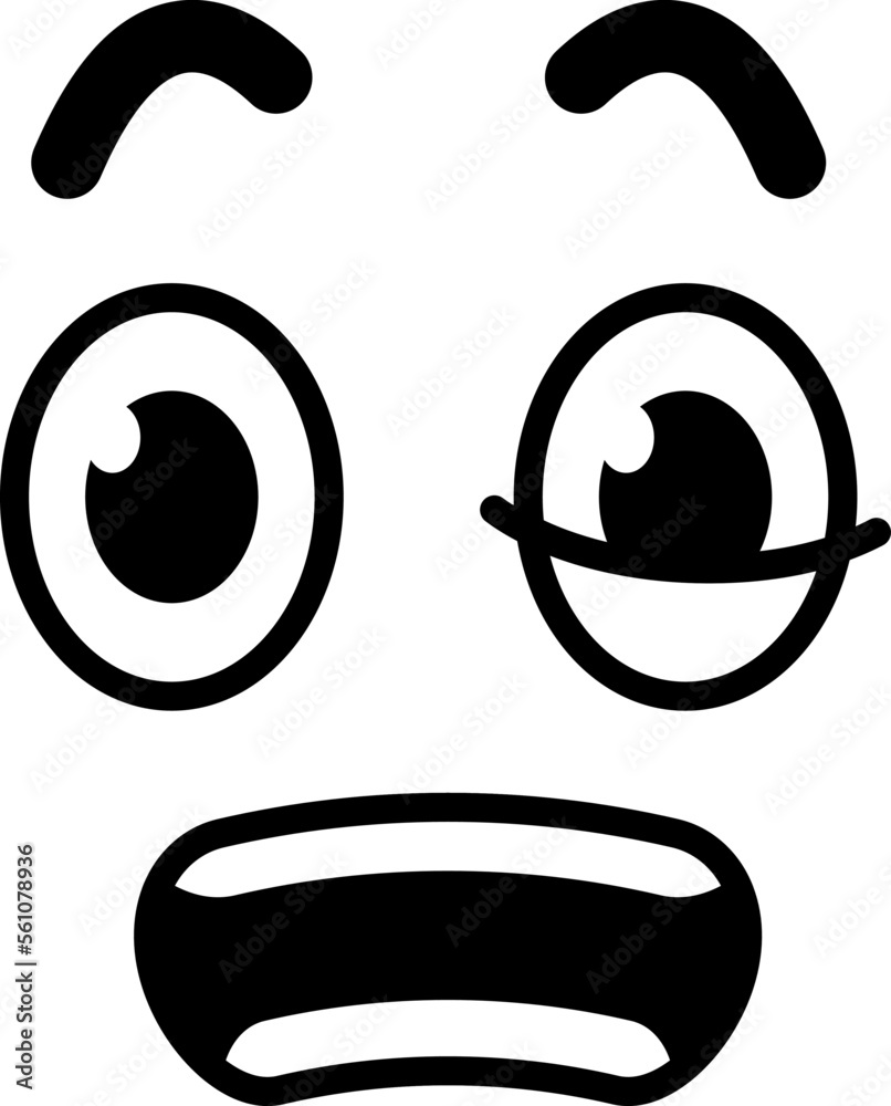 Frowning face expression cartoon doodle. Retro comic emotion Stock ...