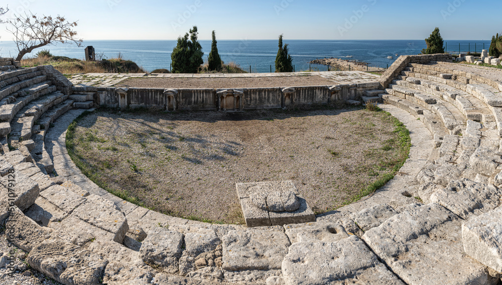Ruins of ancient Roman theater in archeological site in Byblos, Lebanon ...