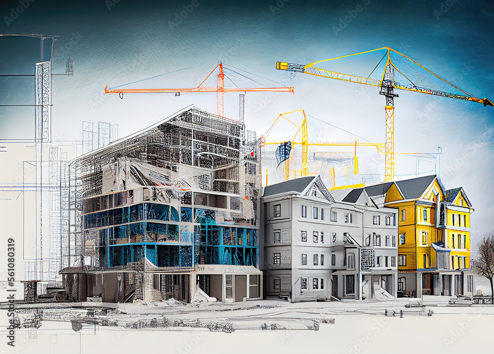 3D buildings emerging form architectural drawings made with Generative ...