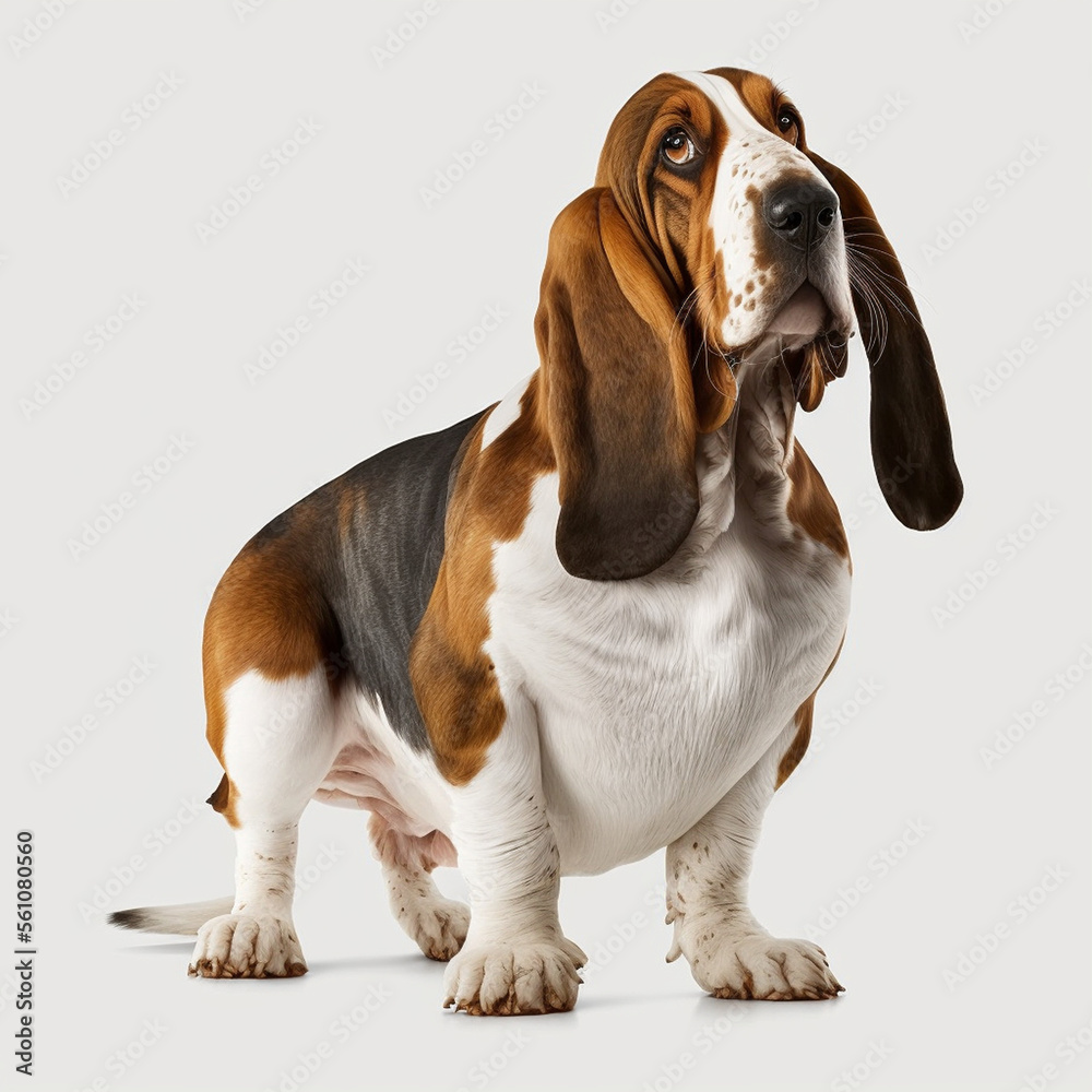 Basset Hound full body image with white background ultra realistic ...