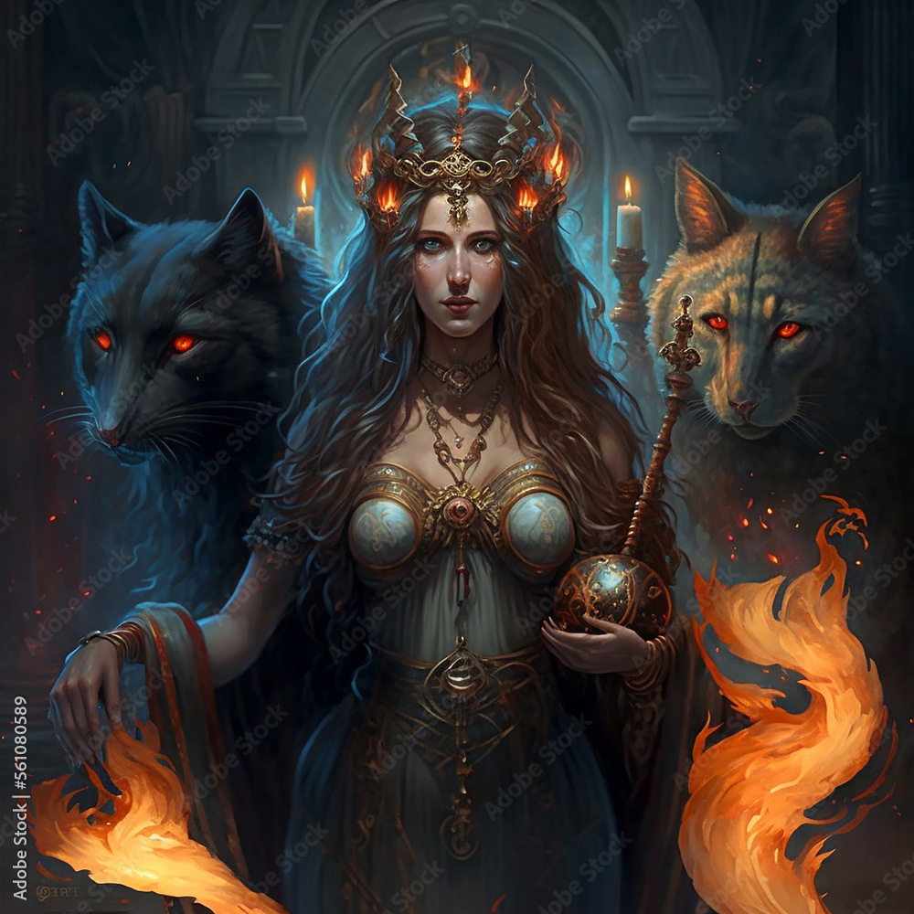 Greek Mythology Ancient Greek Goddess Hecate Created With Generative Ai Technology Stock