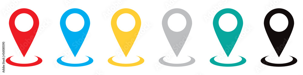 Location pointer icon set. Map pins set. Location symbols collection ...