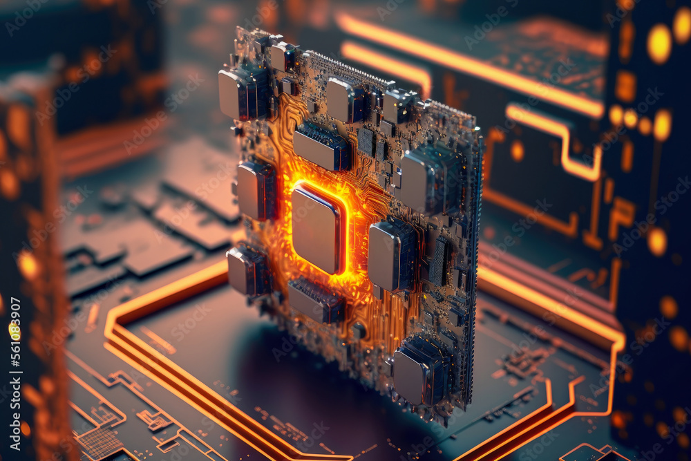 Processor chipset and circuit board background. Futuristic cyberspace ...