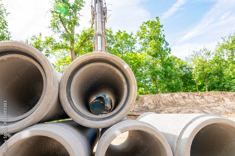 Big diameter concrete pipes for drainage works delivered on ...