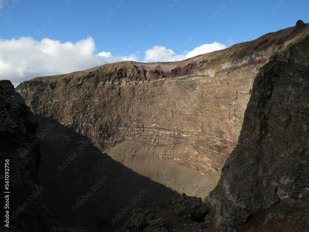National Park of the Vesubio Volcano. Top view of the enormous and deep ...