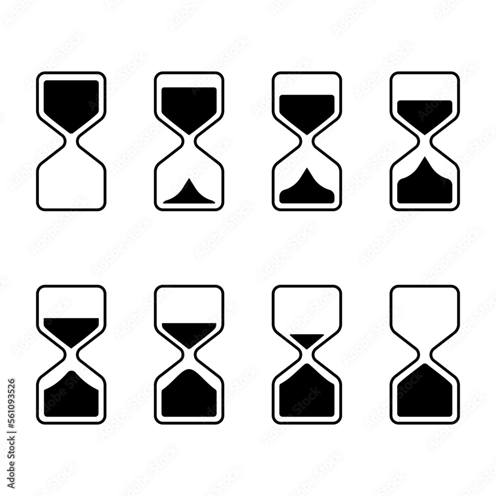 Hourglass icon set. Sandglass symbol for animation frames. Vector ...