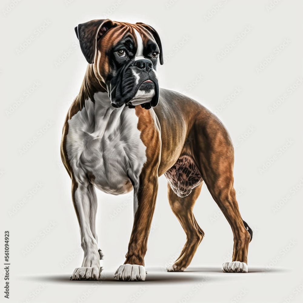 Boxer Dog full body image with white background ultra realistic Stock ...