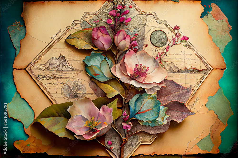 World Map with Flowers Blooming Stock Illustration | Adobe Stock