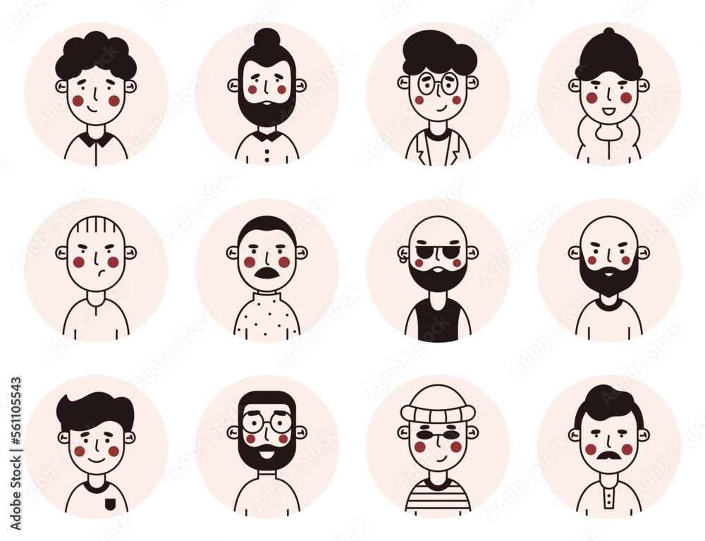 People avatar. A set of male avatars for social networks, apps and ...