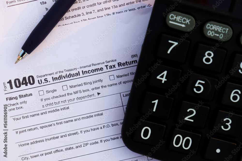 US individual income tax return 2023 1040 form Photos | Adobe Stock