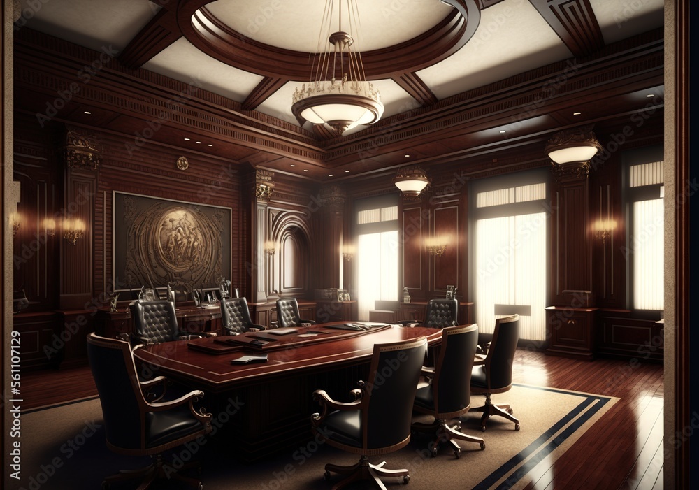Elegant and High-End Office Meeting Room Design with Luxurious Leather ...