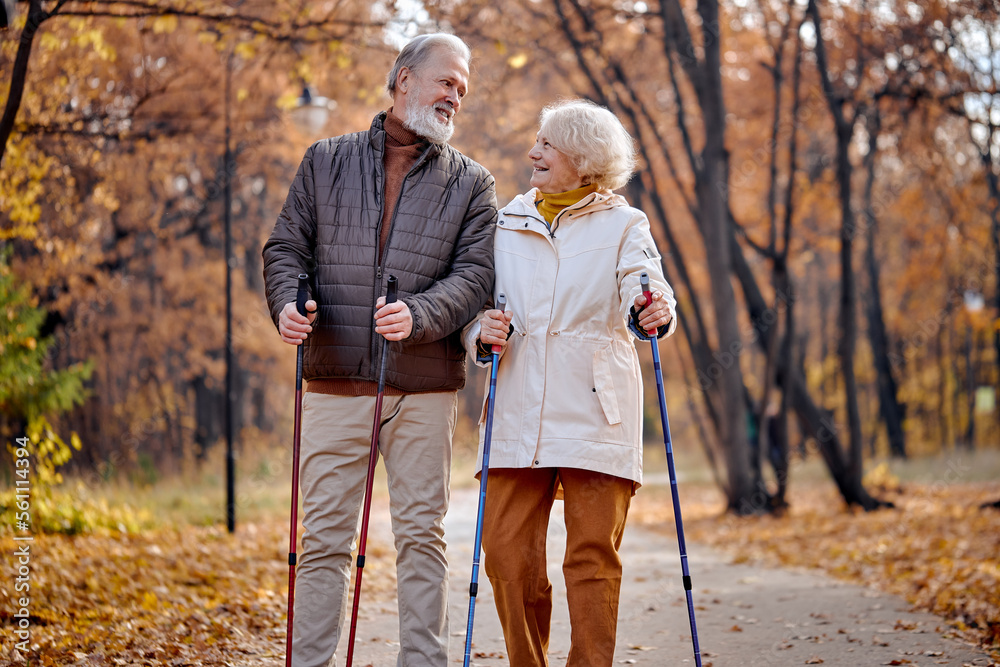 nice happy gray haired caucasian aged couple enjoying health-promoting ...