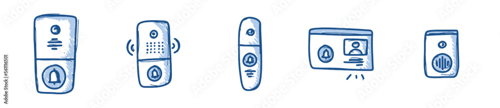 Intercom sketch icon set, video doorbell concept, videophone modern ...