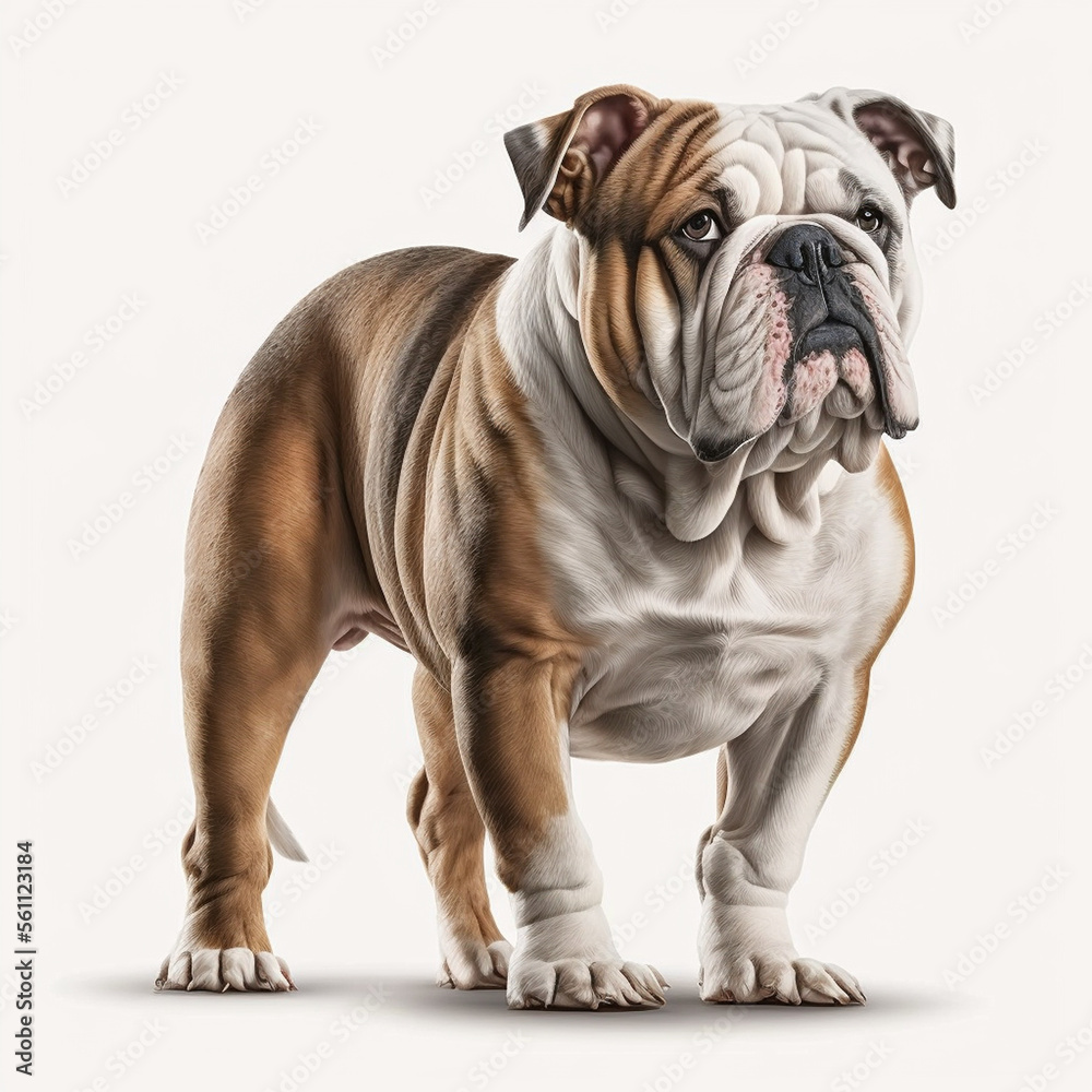 Bulldog Mix full body image with white background ultra realistic Stock ...