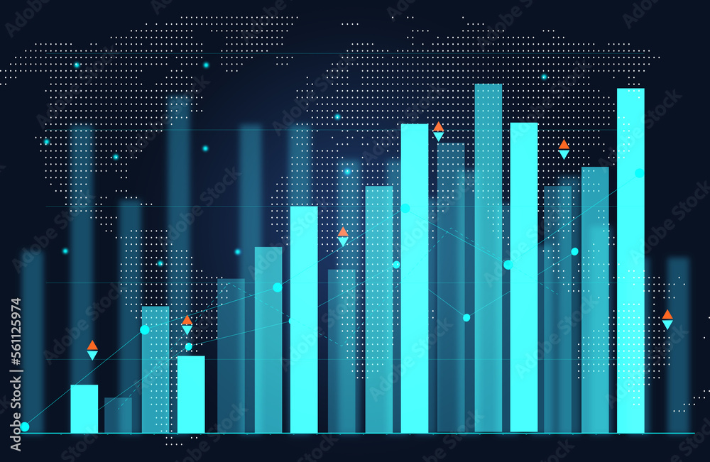 Financial chart with growing indicators, growth dynamics in business ...