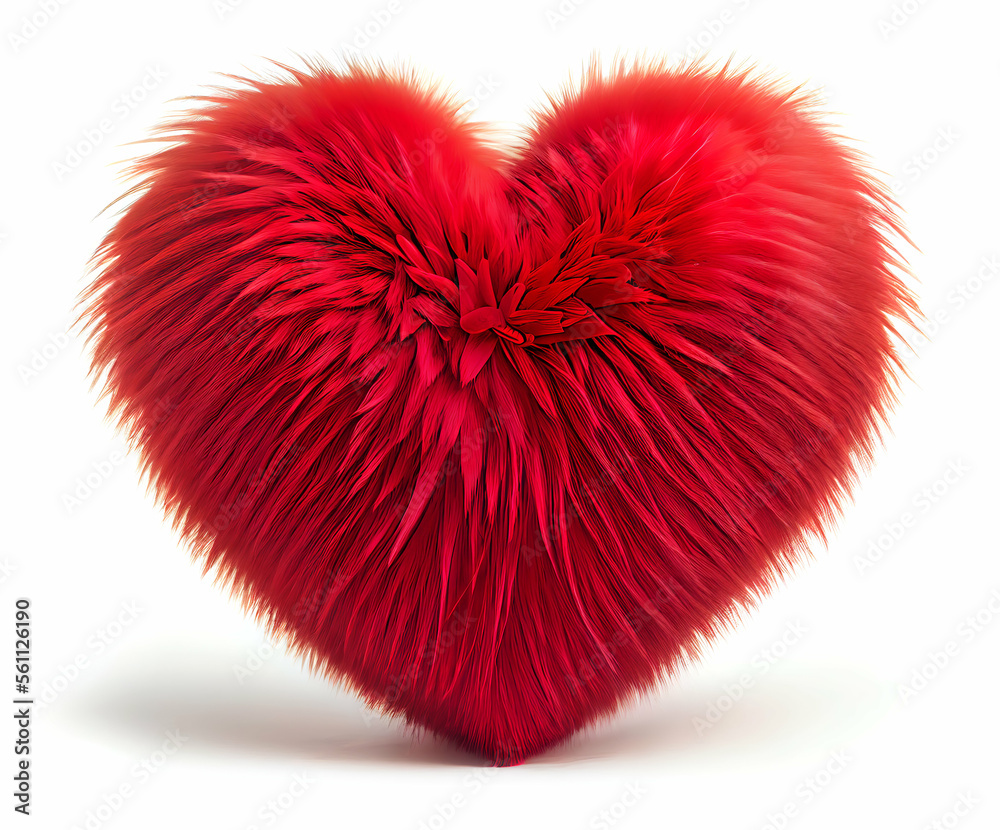 Photo & Art Print Generative AI Illustration of red fur heart isolated ...