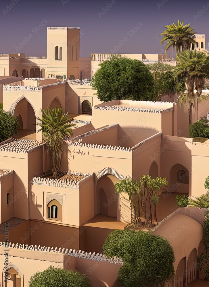 Fictional Mansion in Fes, Fès-Meknès, Morocco. Stock Illustration ...