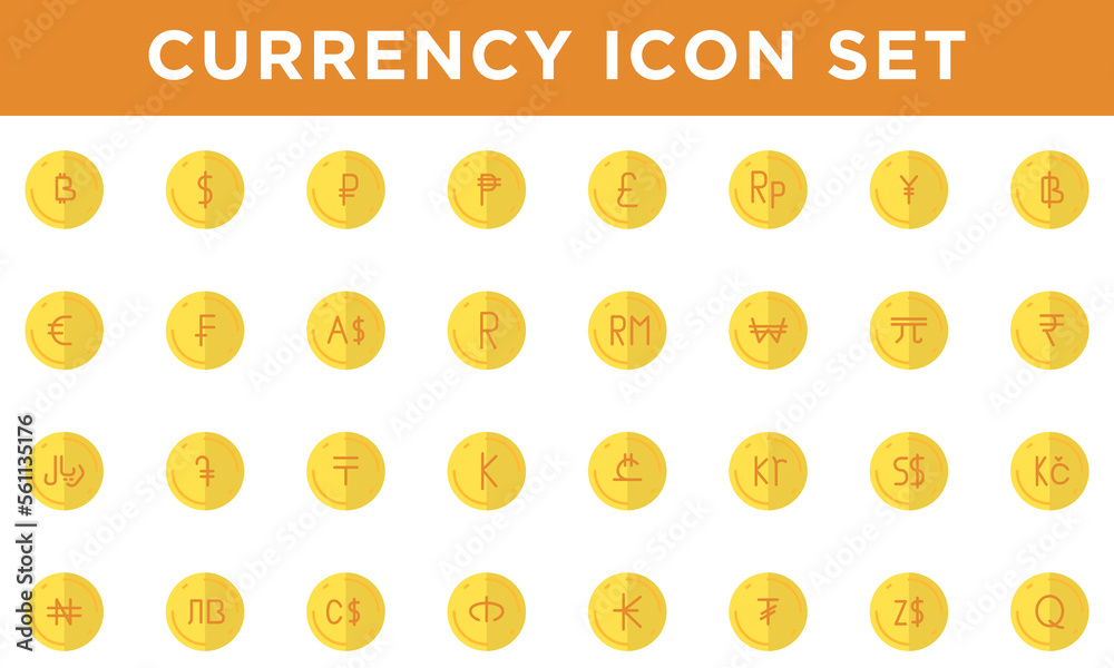 Currency Icons flat style vector design Stock Vector | Adobe Stock