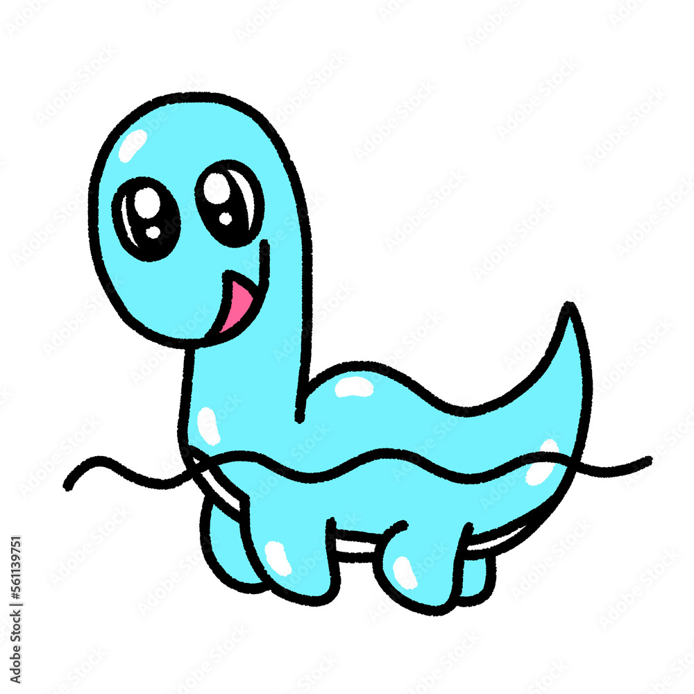 nessie, loch ness monster, character design, cute cartoon isolated ...