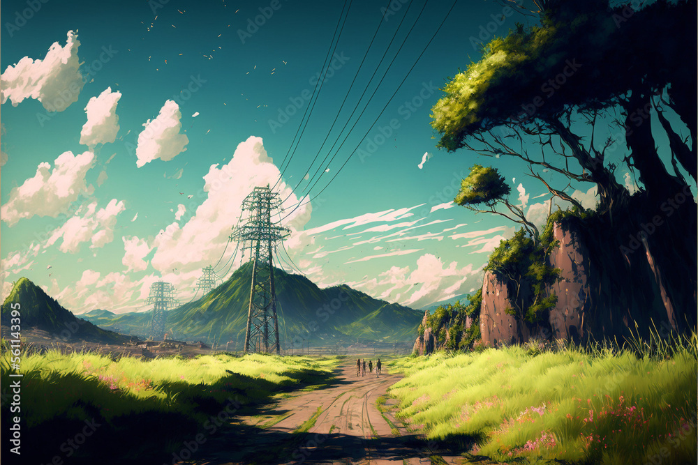 Dusty road. Superb anime-styled and DnD environment Stock Illustration ...