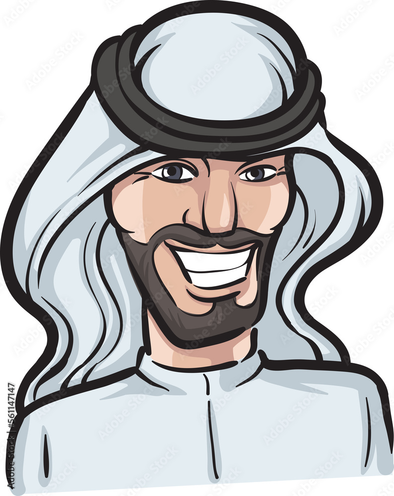 cartoon arab man character smiling - PNG image with transparent ...