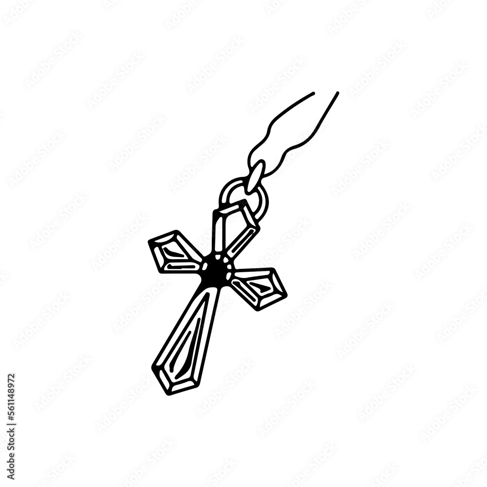 vector illustration of cross necklace Stock Vector | Adobe Stock