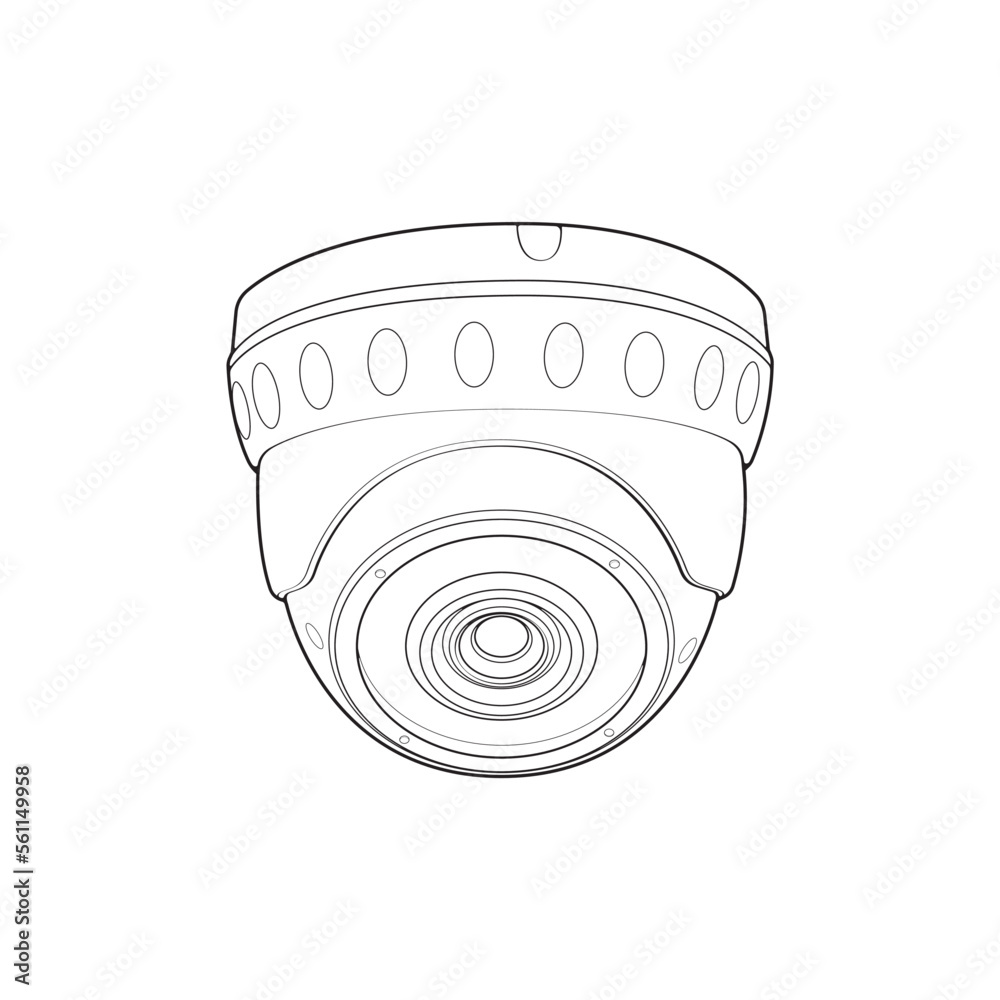 Cctv in line art vector style, isolated on white background. Cctv in ...