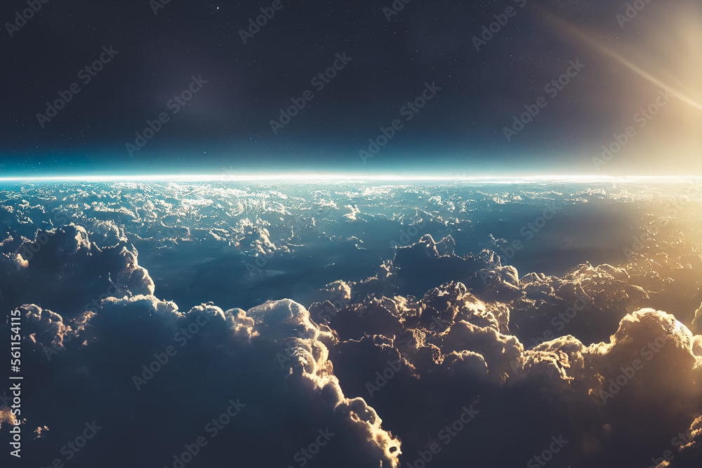 Splendid background cloudscape above the earth's atmosphere in the ...