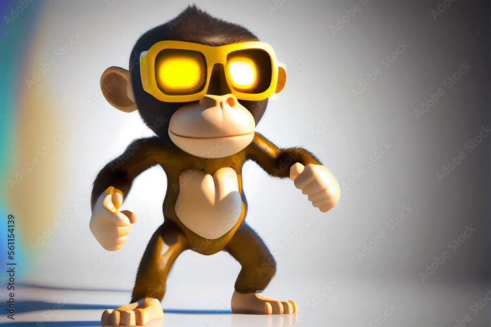 3d monkey character style nft collection with VR goggles immersed in ...