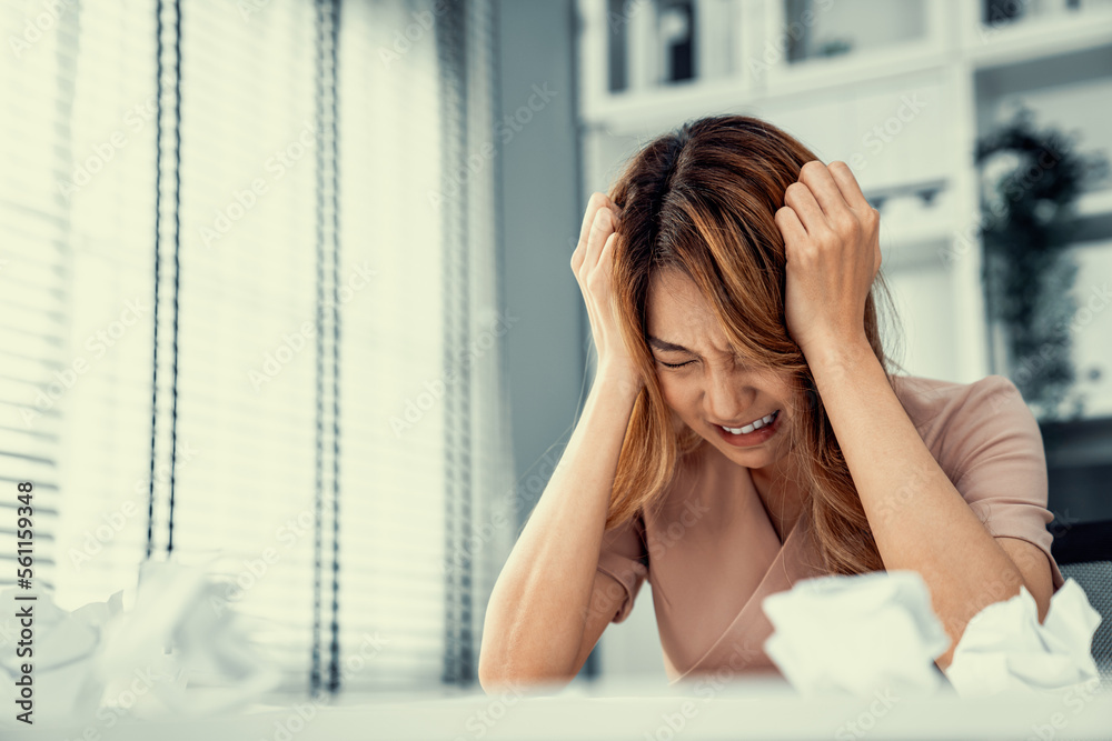 A competent female employee who has become completely exhausted as a ...