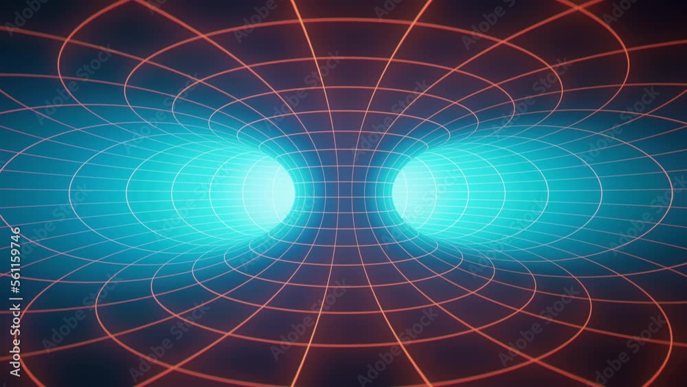 Futuristic Torus inside view with wireframe. 3D Loop animation ...