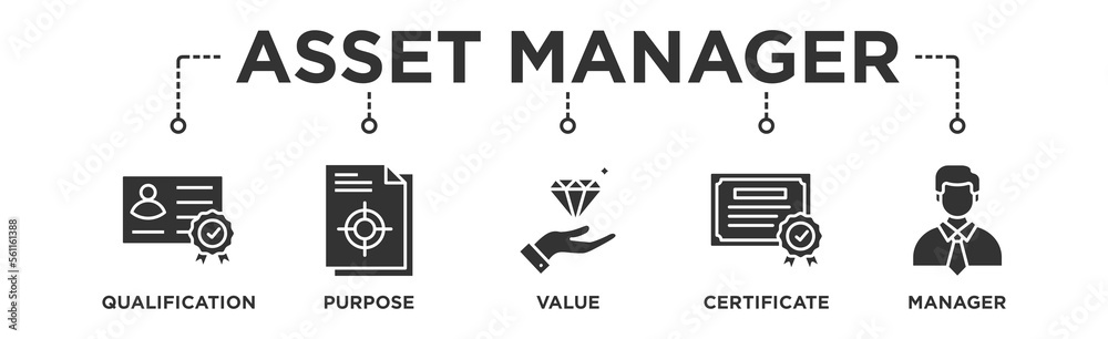 Asset manager banner web icon vector illustration concept with icon of ...