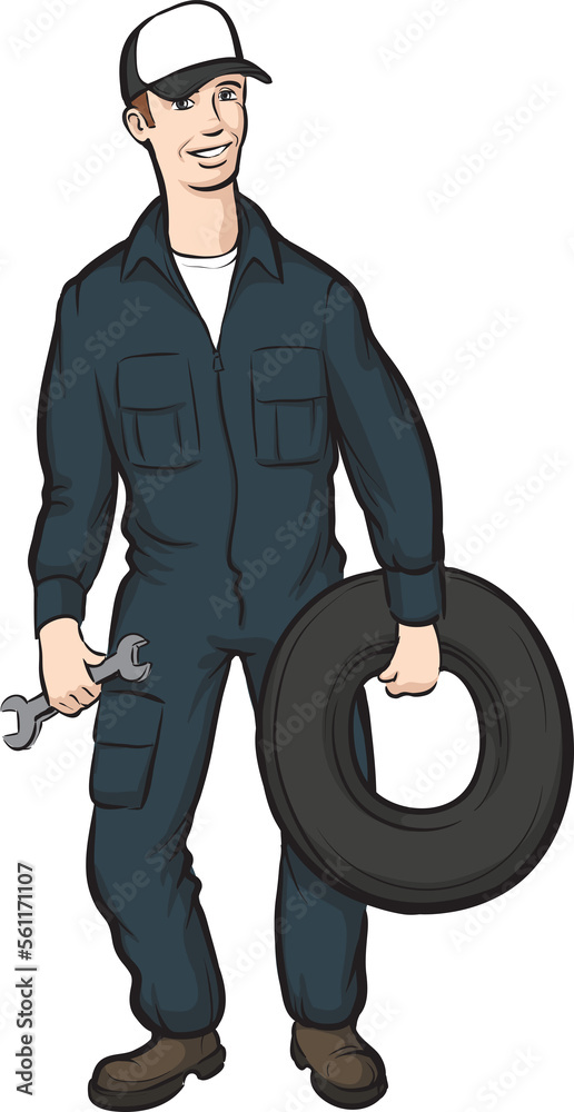 cartoon character standing auto mechanic - PNG image with transparent ...