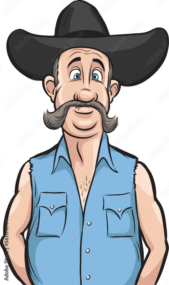 standing surprised cowboy with speech balloon - PNG image with ...