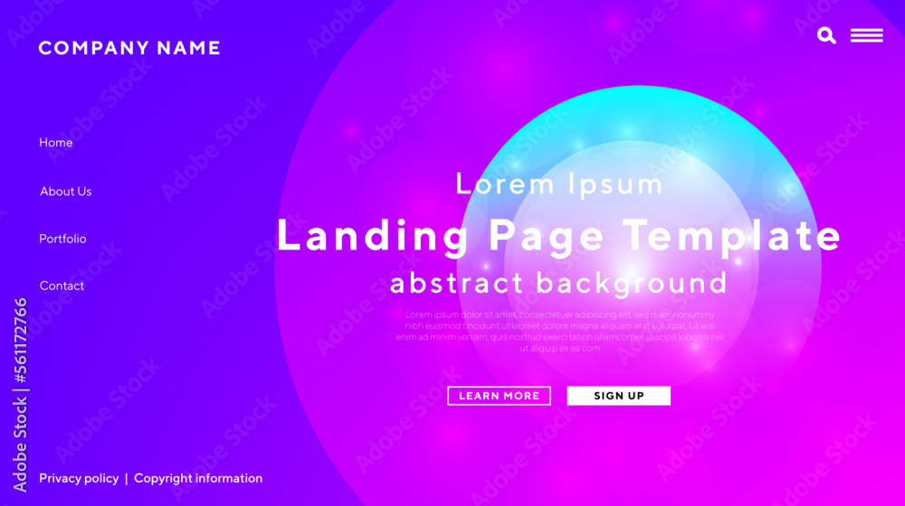 landing page with sphere and radius diamond pattern science menu ...