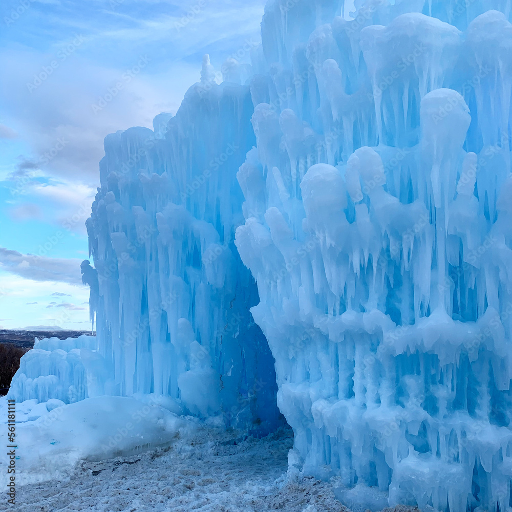 Frozen Icicle Ice Castle entrance creating a winter wonderland ...