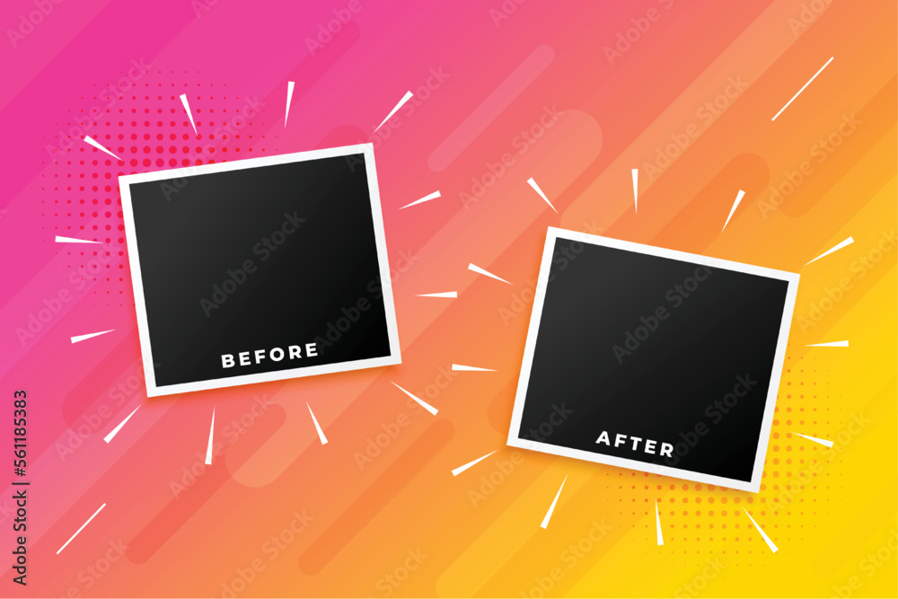 before and after photo frame template in battle concept Stock Vector ...