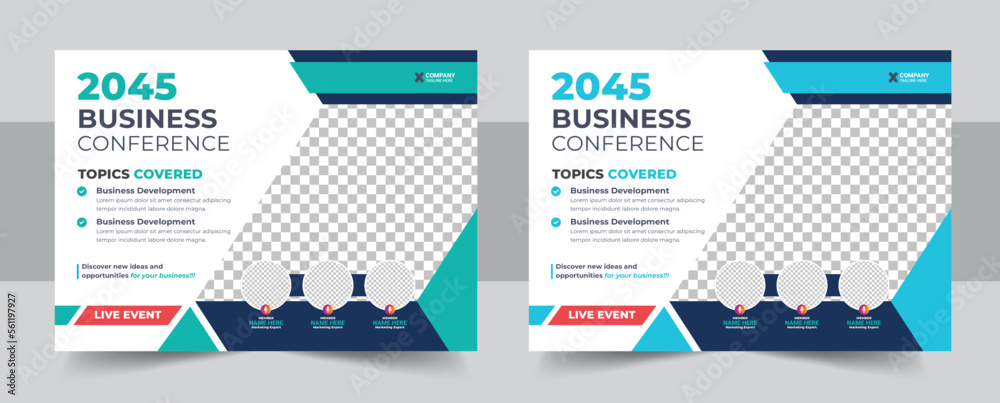 Corporate horizontal business conference flyer template, Annual ...