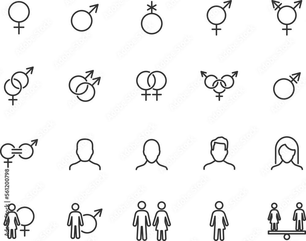 Vector Set Of Gender Line Icons Contains Icons Male Female