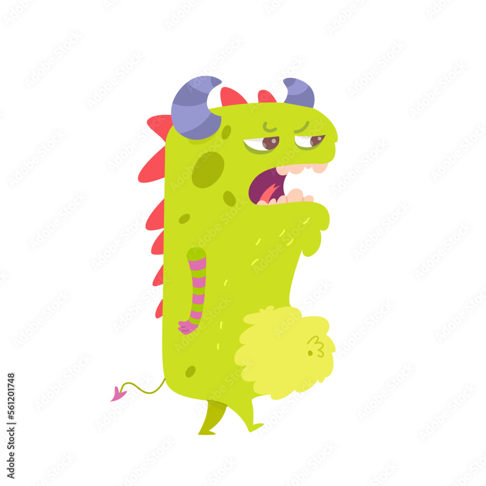 Germ monster vector illustration. Cartoon isolated funny green virus or ...