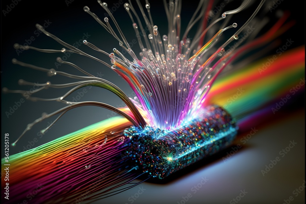 Super close up abstract photo of fiber optic cable and connector Stock ...