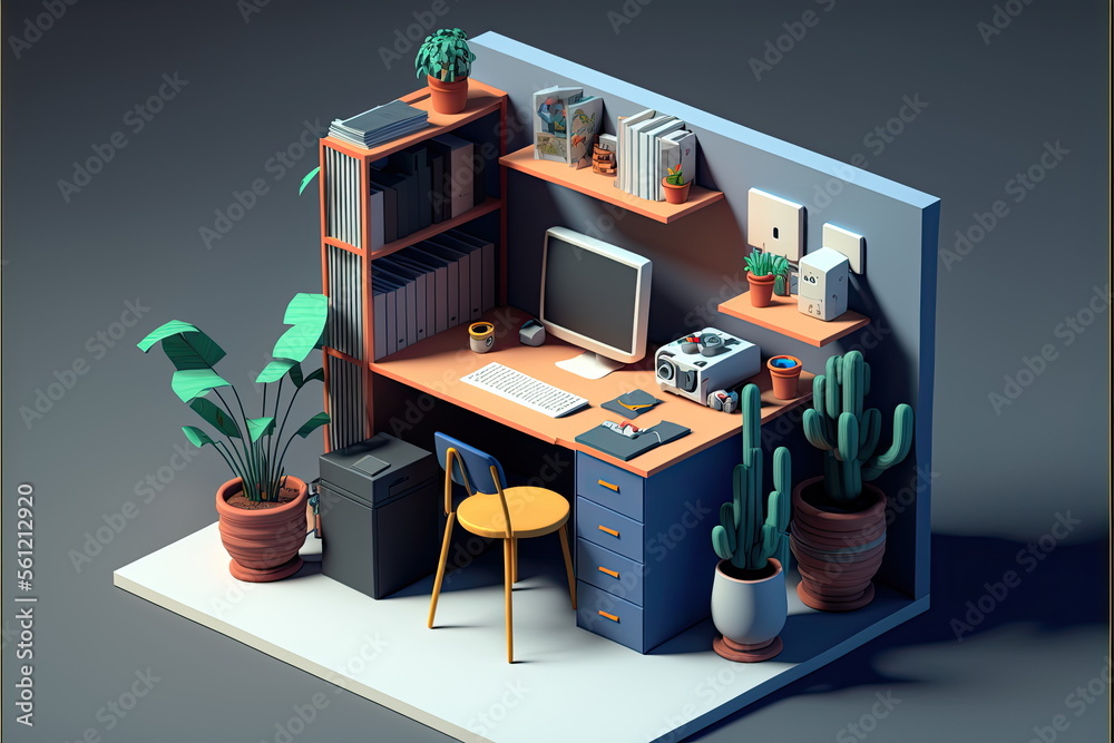 3d workspace, desk, Made by AI,Artificial intelligence Stock ...