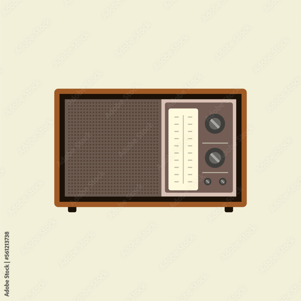retro classic radio flat design vector illustration. old radio tuner ...